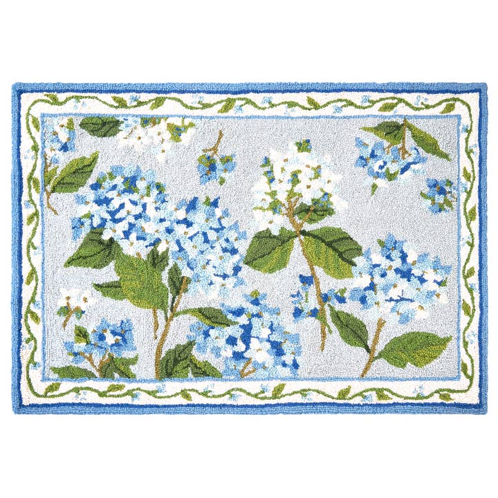 Blue Hydrangea Hooked Rug – The Little House Shop