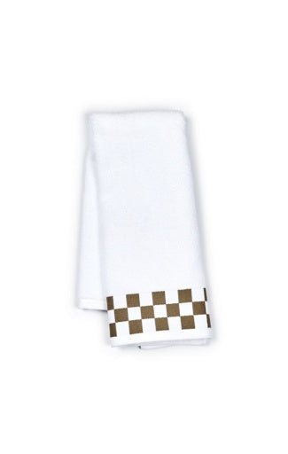 Hand Towel With Mocha Check Border – The Little House Shop